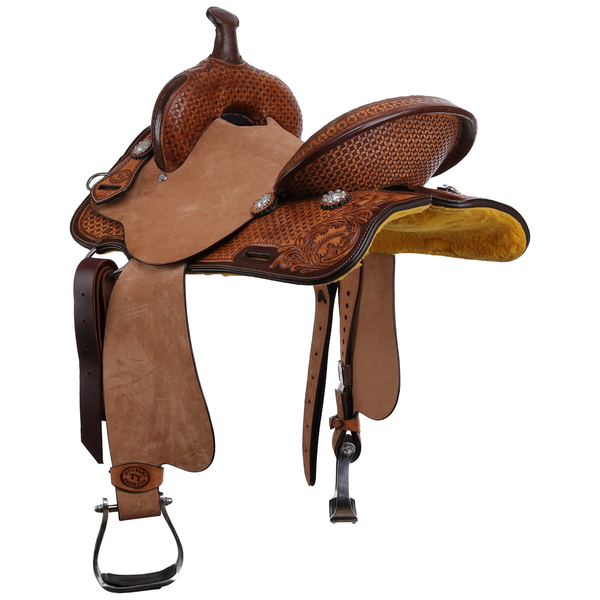 14" , 15" Double T Hickory Dash Spinal Relief Barrel Style Saddle