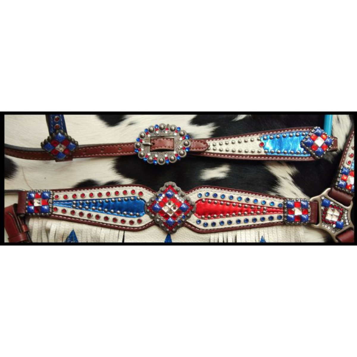 Showman ® Red/ White/ Blue patriotic fringe set. - Double T Saddles